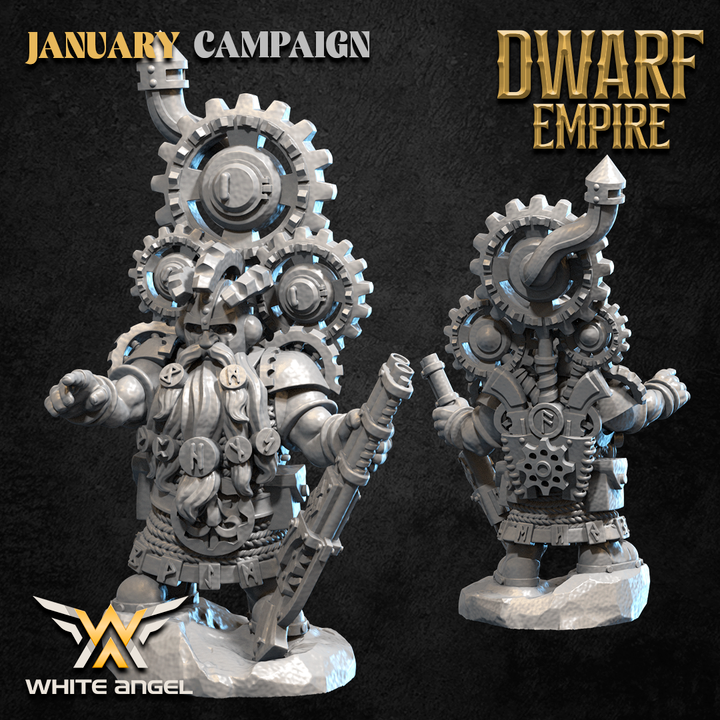 3D Printable DWARF MASTER ENGINEER - DWARF EMPIRE (JANUARY 2025 CAMPAIGN) by WHITE ANGEL MINIATURES